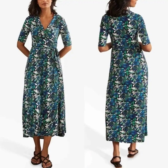 Boden | Dresses | Boden Lavinia Jersey Wrap Midi Dress In ...